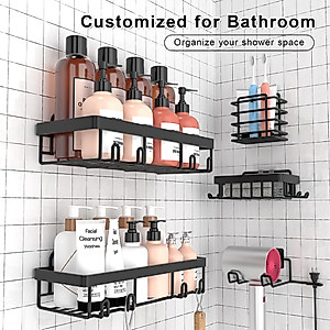 GOMALL Shower Caddy, 5 Pack Bathroom Organizers and Storage, Rustproof Stainless Steel Shower Organizer Bathroom Shelves With Large Capacity,No Drilling Shelves For Bathroom, Apartment Essentials,Home