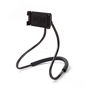Universal Smart Mobile Phone Stand,Hanging on Neck Cell Phone Mount Holder, Lazy Cell Phone Holder (Black)