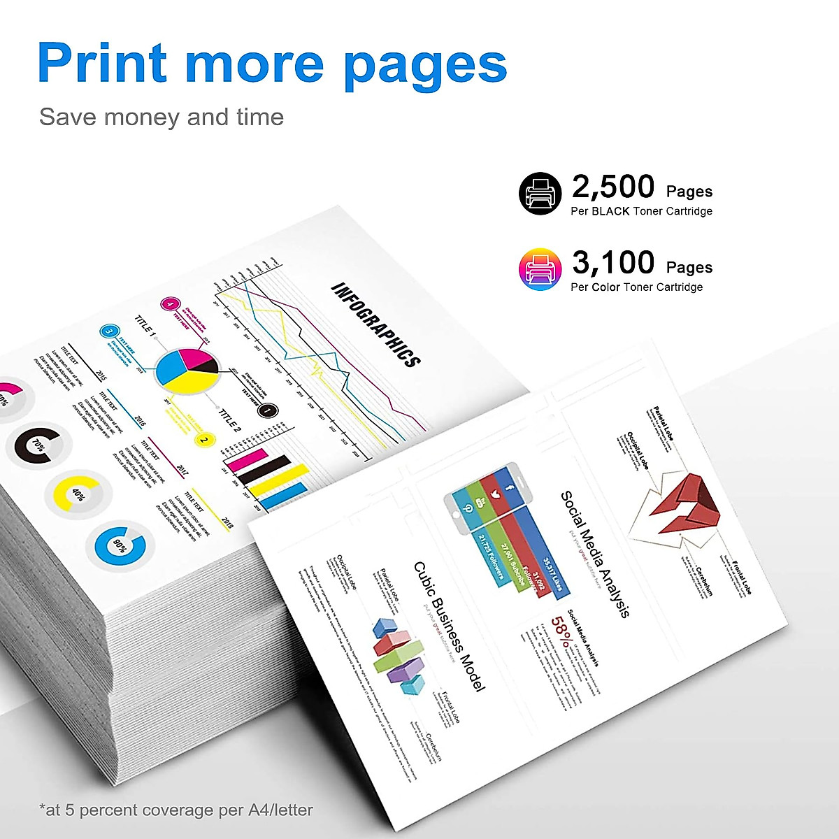 305A Toner Cartridge Replacement for HP 305A 305X with Built-in Chip to use with Pro 400 M451dn M451nw M475dn M475dw M451dw M375nw Pro 300 M351A Printer (4 Pack, BK/C/M/Y)