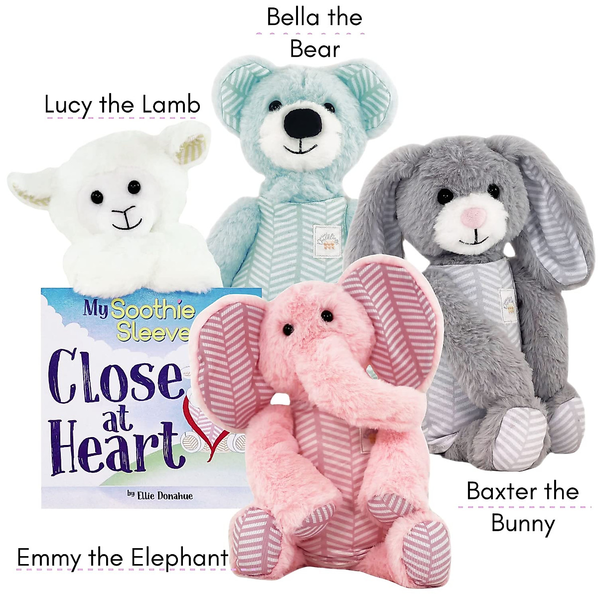 Soothie Sleeve Plush Comforts with Parent's Scent | Pediatrician Designed (Fussy, Crying Baby or Child. Separation Anxiety, Shower, Hospital, NICU Gift), Emmy The Elephant