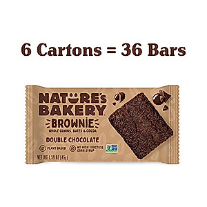 Nature’s Bakery Double Chocolate Brownie Bars, Whole Grains, Dates, and Cocoa, Plant Based, Dairy-Free, Snack Bar, 6 Count (Pack of 6)