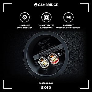 Cambridge Audio SX-60 Bookshelf Speaker | 100 Watt Home Theater Compact Speakers | Pair (Matte Black)
