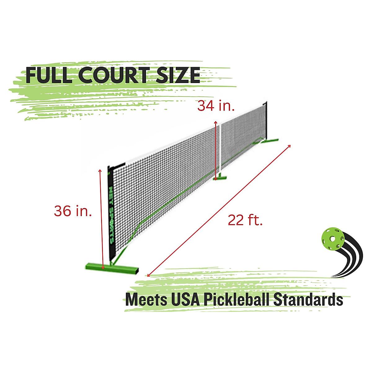 Net Sports Portable Pickleball Net Regulation Size 22 FT Pickle Ball Net for Driveway | Carry Pickleball Bag Nets and Accessories | Outdoor Pickleball Training Aids and Practice w/Easy Instructions