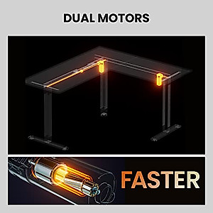 ErGear L-Shaped Electric Standing Desk, 63 inches Double Motor Height Adjustable Sit Stand up Corner Desk, Large Home Office Desk Computer Workstation, Black