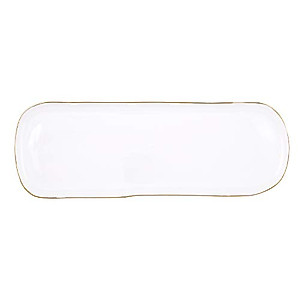 Santa Barbara Design Studio Table Sugar Ceramic Serving Platter, 5" x 14", White/Gold