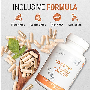 Nora Ross Okinawa Coral Calcium Supplements, Healthy Immune Support & Teeth Health with Magnesium, Potassium, Zinc, Vitamin D3, Vitamin B, Calcium Carbonate, 90 Capsules (1 Pack)