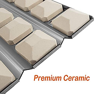 MixRBBQ Stainless Steel Heat Plate Flame Tamer with 28 Ceramic Briquettes Compatible with Dynasty DBQ30F and JennAir JLG7130ADS Gas Grills