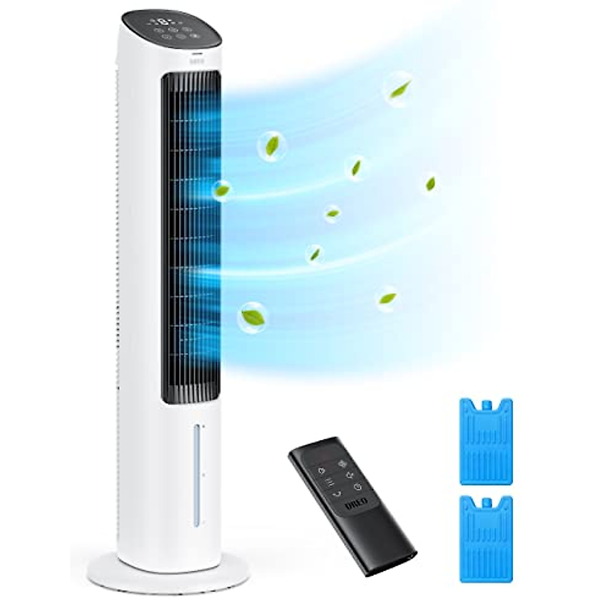 Dreo Evaporative Air Cooler, 40” Cooling Fans that Blow Cold Air, 2023 Upgrade with 80° Oscillating, Removable Water Tank, Ice Packs, Remote Control, 4 Speeds, 7H Timer, Swamp Cooler for Bedroom