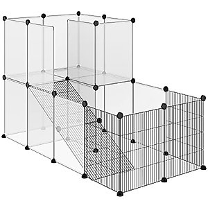 PawHut Pet Playpen DIY Small Animal Cage Portable Plastic Yard Fence for Rabbit Chinchilla Hedgehog Guinea Pig, 14 x 18 in