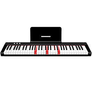 61 Key Electric Keyboard Piano Full Size Keys Portable Complete Digital Electronic Music Piano Set Lighted Keys with Built-In Speakers & Keynote Stickers for Piano Beginners