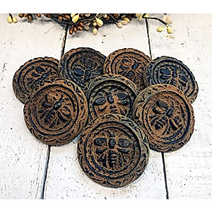 Blackened Beeswax Honey Bee Rounds Cinnamon Scented with Cinnamon Powder Rub - American Folk Art Primitive Melts Tarts Bowl Fillers