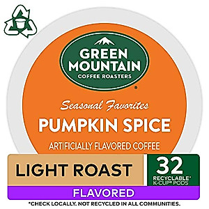 Green Mountain Coffee Roasters Seasonal Selections Pumpkin Spice, Keurig Single-Serve K-Cup Pods, Light Roast Cofee, 32 Count