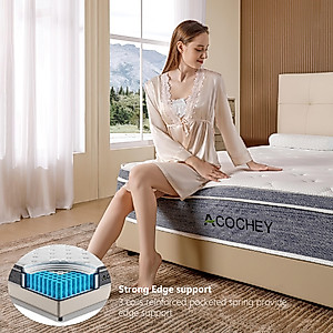 Acochey 8 Inch Queen Mattresses,Hybrid Queen Size Mattress in a Box,Gel Memory Foam Medium Firm Grey Mattress,Quality Comfort and Adaptive Support Breathable Cooling Queen Mattress,CertiPUR-US.
