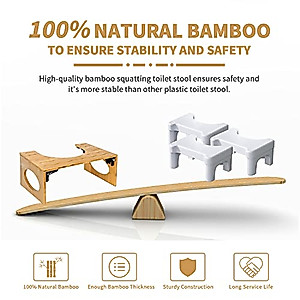 BQYPOWER Toilet Stool, Bamboo 8 Inch Toilet Potty Stool, Foldable Bathroom Poop Stool with Non-Slip Mat for Adults Children…