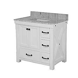 Tuscany 36-inch Bathroom Vanity (Carrara/White): Includes White Cabinet with Authentic Italian Carrara Marble Countertop and White Ceramic Sink