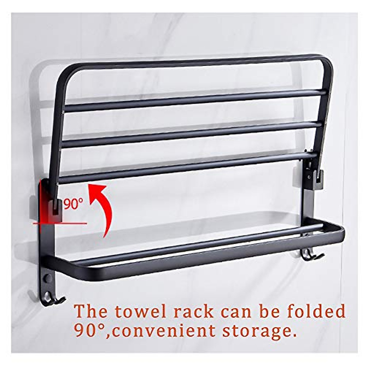 -Shelf Balcony Bathroom Bath Towel Rack with Shelf Balcony Bathroom for Bathroom Wall Mounted Foldable Towel Holder,Towel Bar Shower Organizer,Heavy-Duty Rustproof/40Cm(15.7Inch)