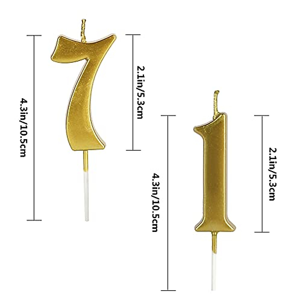 Gold 17th & 71st Number Birthday Candles for Cake Topper, Number 17 71 Glitter Premium Candle Party Anniversary Celebration Decoration for Kids Women or Men