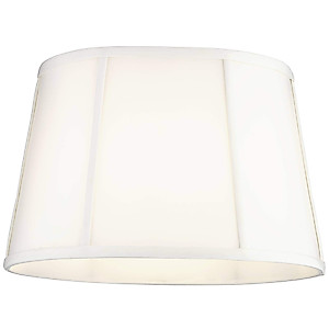 White Racetrack Small Oval Lamp Shade 12" Wide and 9" Deep at Top x 15" Wide and 12" Deep at Bottom x 10" Slant x 10" High (Spider) Replacement with Harp and Finial - Springcrest