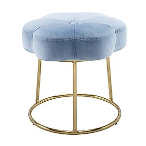 Linon Light Blue and Gold Vanity and Accent Talulah Stool