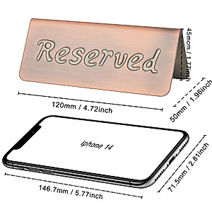 2 Pack Small Reserved Table Signs for Restaurants,Dinner Parties,Banquets,Events,Stainless Steel Table Tent Place Signs,10 Year’s Use,Etched Design,Double Sided View,4.7x1.9 In,(Vintage Red)