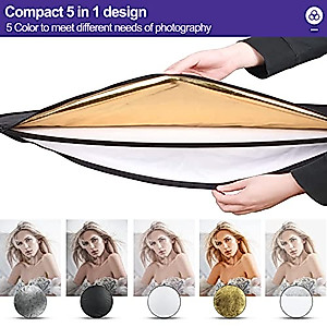 EMART 24'' x 36'' (60 x 90cm) Light Reflectors 5-in-1 Photo Collapsible Photography Reflector Large Oval Portable Collapsible Light Reflector Photography Panel for Studio Video