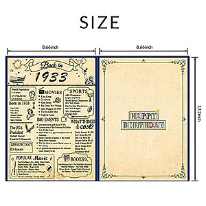 Kiufodut Twin-Fold 90th Birthday Decorations Signature Card,90th Anniversary Certificate Gift, Signing Anniversary Board For Women Or Men. Back In 1933（Blue Shell Surface）