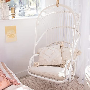 Banilla Throw Pillow Cover Bundle | Featuring a Pair of Hand Tufted Diamond Detailed 18" Pillow Covers & a 12x20 Lumbar Pillow with Chunky Tassels | Natural White