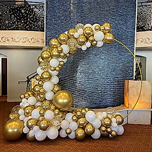 Gold Balloons 60 Pack 12 inch Matte White Metal Gold and Confetti Latex Globo Balloon Bulk with 33 Ft Gold Ribbon for Wedding Birthday Party Graduation Engagement Bridal Shower Decorations
