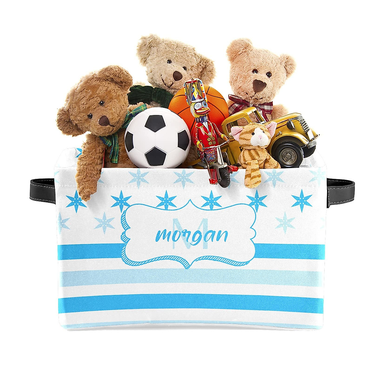 ZAACUSTOM Personalized Storage Bins with Name for Organizing Babys Boys and Girls Toys, Custom Kids Storage Basket Boxes Cubes Organizer with Handles for Shelf Closet Nursery, 1 Pack