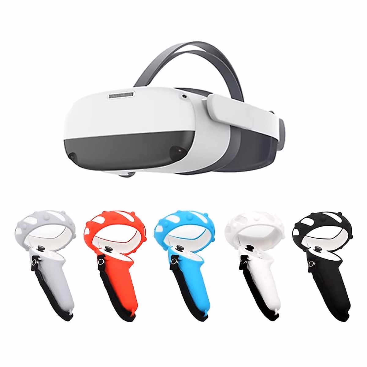 VR Controller Grips Cover Handle Silicone Protective Sleeve with Knuckle Straps for Pico Neo 3,VR Accessories Protection Case (Gray)