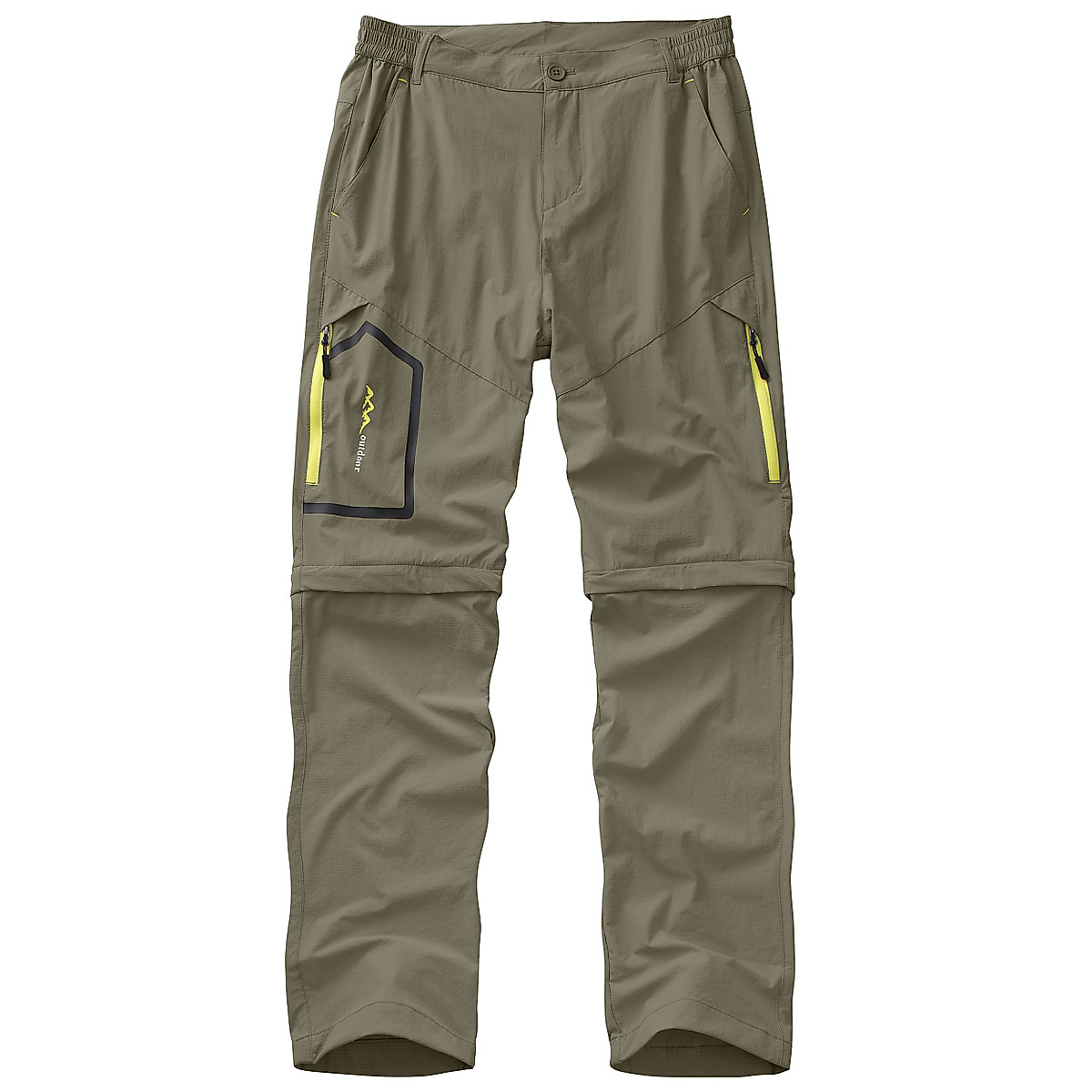 Mens Hiking Stretch Pants Convertible Quick Dry Lightweight Zip Off Outdoor Travel Safari Pants (818 Khaki 38)