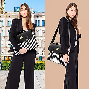 LOVEVOOK Computer Bag Laptop Bag for Women Cute Laptop Messenger Bag for Work College, Slim-Black, 15.6-Inch