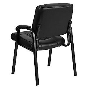 Flash Furniture Black LeatherSoft Executive Side Reception Chair with Black Metal Frame