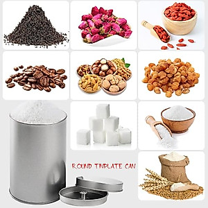 HBEJGHHO 13 oz Silver Can Sealed Food Storage Tin Canister with Airtight Double Lid Jar Portable Tea Coffee Beans Container for Loose Candy Herbs Spices(Liquid Pen and Black stickers)