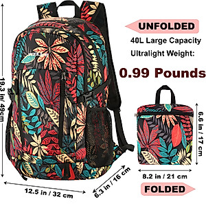 TOMULE Camping Hiking Daypacks, 40L Lightweight Packable Hiking Backpack Travel Backpack for Women Men