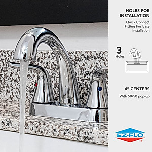EZ-FLO Bathroom Faucet, High-Arc Lavatory Sink Faucet with 2 Handles, Chrome, 10589