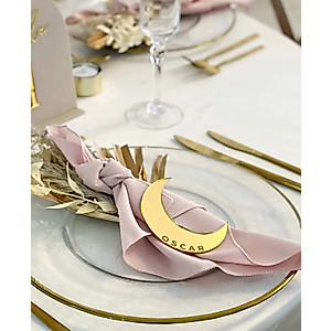 XIAOYUE 20pcs of Acrylic Moon Place Card,Celestial Wedding Place Cards ,Semi-Circle Place Names Blanks for Wedding ,Party&Festival Deco (Gold Mirror)