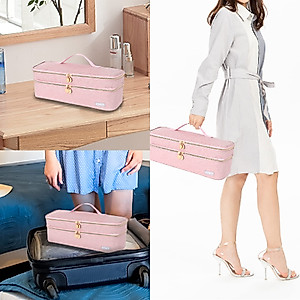 Double-Layer Travel Carrying Case Compatible with Revlon One-Step Hair Dryer Brush/Volumizer Original 1.0,Plus 2.0/Styler,Portable Storage Bag Fits for Revlon,Hot Tools and Attachments,Pink(Bag Only)