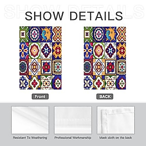 Double-sided garden flag Mexican Talavera Ceramic Tile Pattern Ethnic Folk Outdoor Flag Garden Flag Yard Outdoor Decoration （12×18in）.