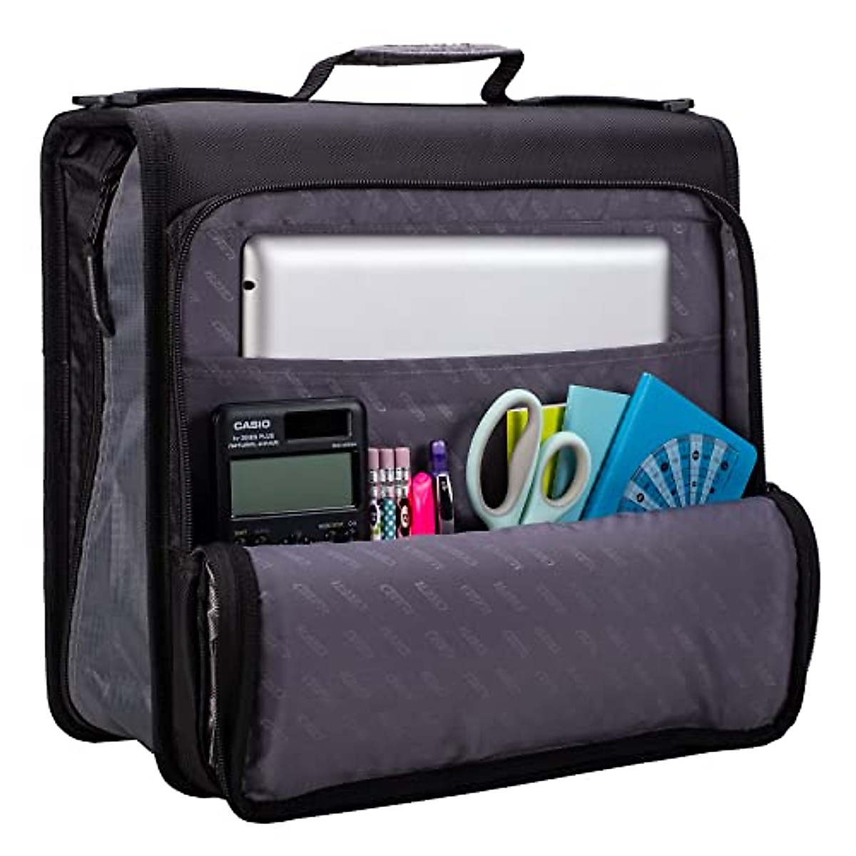 Case-it Universal Dual Binder Pack, 2 Set of 2” D-Ring Dual, W/Removable File Folder Hold Down Pages, Backpack Style Straps, Padded Laptop Pocket, Front Flap Pocket, Laptop Storage