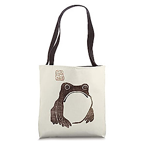 Grumpy Japanese Frog - Cute Cottagecore Frog Tote Bag