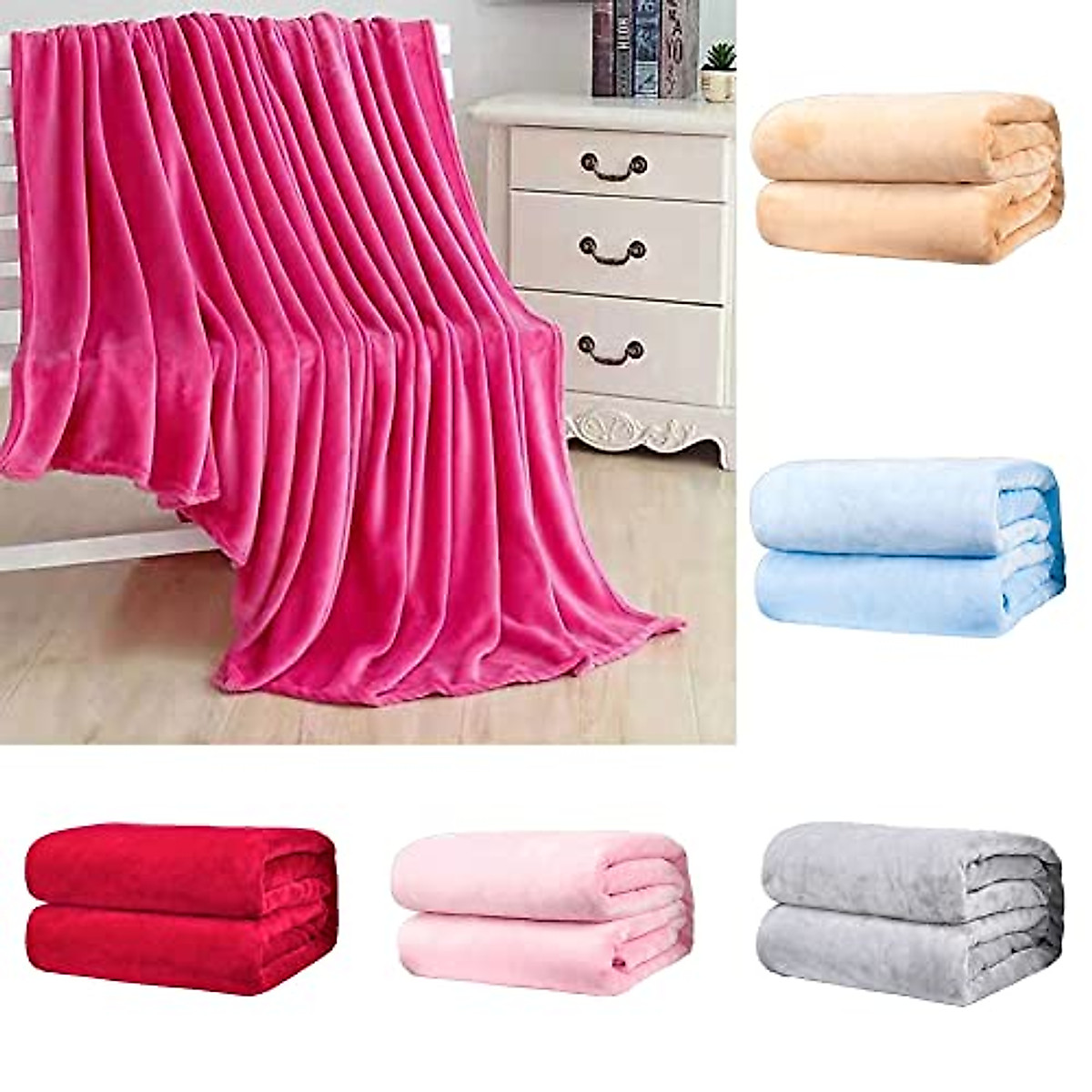Polyester Throw Blanket,Polyester Soft Warm Solid Color Blanket Sleep Cover Rug for Bed and Couch Lightweight Throw Fit All Season Fruit Green 70 * 100cm.