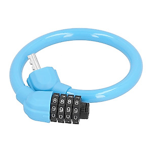 BORDSTRACT Bike Lock, 4 Dials Digit Combination Bike Lock Cable, High Security Password Coiling Bike Cable Lock for Bikes, Scooters(Blue)