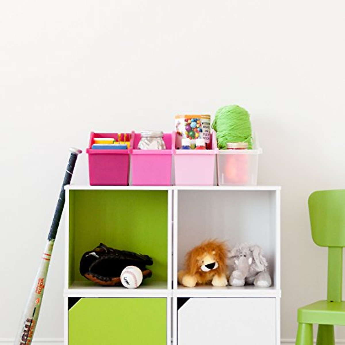 IRIS USA 15" x 6" Plastic Connecting Book and Paper Storage Container Bin, 8-Pack, Vertical Standing Plastic Book Binder Notebook File Craft Organizer Box for Classroom Kids Room Office, Clear