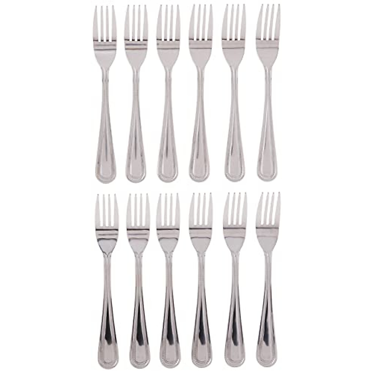 Winco 12-Piece Dots Salad Fork Set, 18-0 Stainless Steel, Silver
