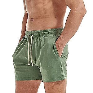 AIMPACT Mens Gym Sweat Shorts 5 inch Athletic Workout Shorts with Pockets (Green M)