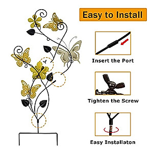 BAYN 30 Inch Butterfly Garden Stake Decor Art Butterfly Metal Wall Decor Trellis for Climbing Plants Outdoor Spring Decor Art Housewarming Gift