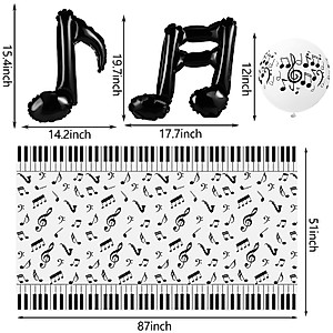 40 Pieces Music Theme Party Decorations Set Include Music Note Latex Balloons Foil Balloons Note Hanging Swirls Happy Birthday Banner and Disposable Note Tablecloth for Birthday Wedding Party Supplies