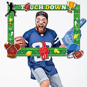 Football Photo Booth Prop Frame Decorations Sport Selfie Picture Frame for Sports Football Frenzy Game Time Tailgate Party Baby Shower Favors Supplies