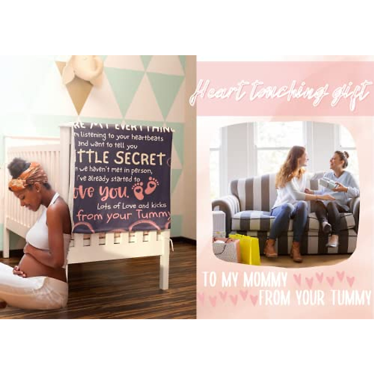 InnoBeta New Mom Gifts for Women, Expecting Mom Gifts, Mom-to-Be Gift, Pregnancy Gifts, Soft Throw Blanket 50"x65" - Letter